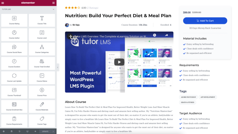 Introducing Tutor LMS Elementor Addons: Create Custom Course Page ...